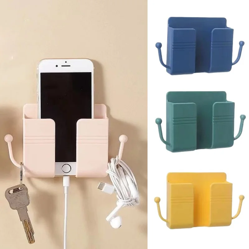 1PC Wall Mount Phone Holder Self-Adhesive Wall Organizer Storage Box ...