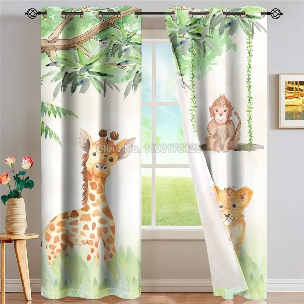 Zoo-Animals-Giraffe-Window-Curtains-for-Living-Room-Bedroom-Boy-Room ...