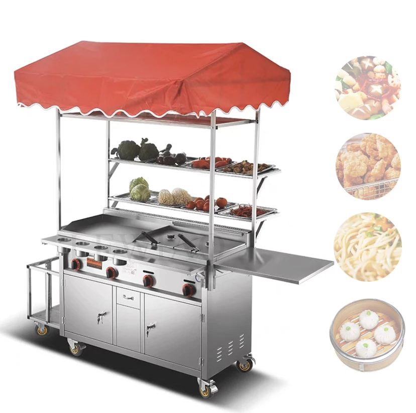 Street Mobile Snack Cart Kanto Boiled Fryer Steam Commercial Gas ...