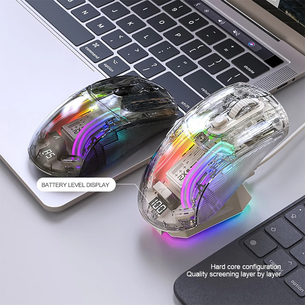X2-Pro-Rechargeable-Transparent-Wireless-Bluetooth-Three-Mode-Mouse ...