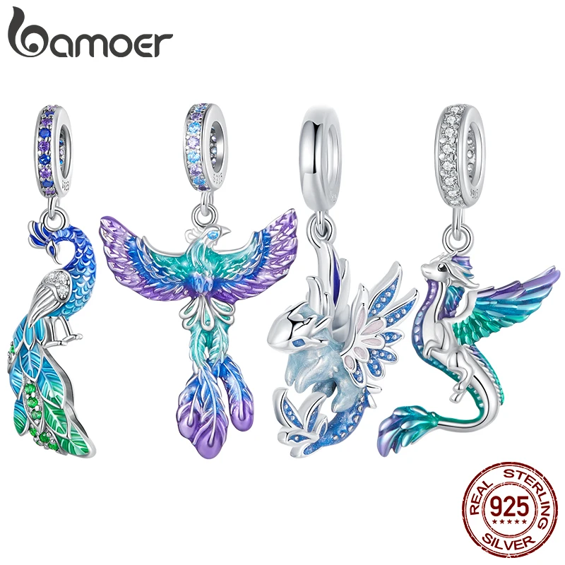 Bamoer-925-Sterling-Silver-Phoenix-Pendant-Dragon-Charms-Enamel-Process ...