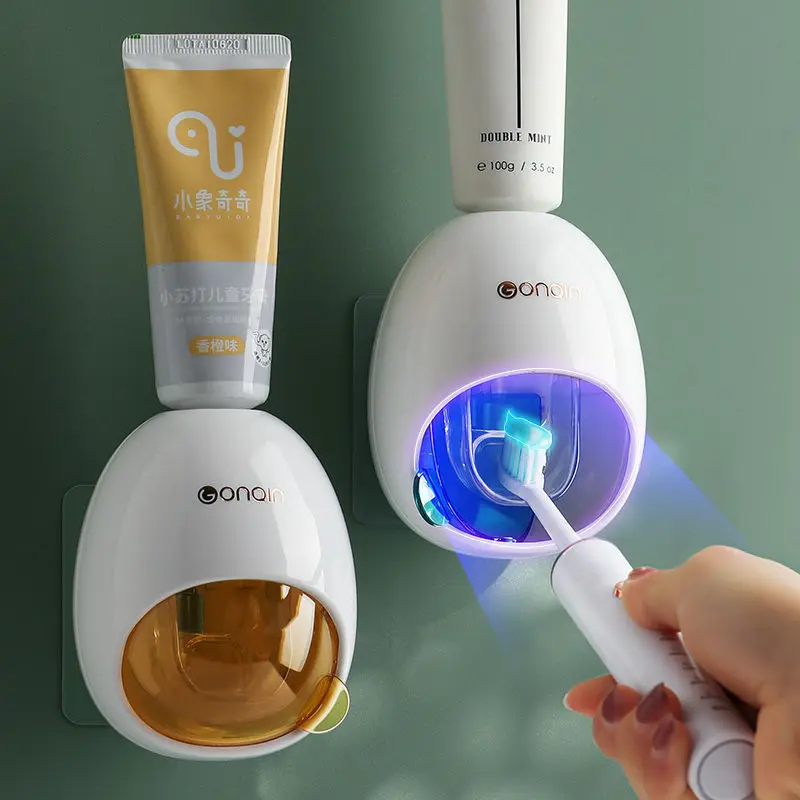 Automatic-Toothpaste-Dispenser-Dust-proof-Toothbrush-Holder-Wall-Mount ...