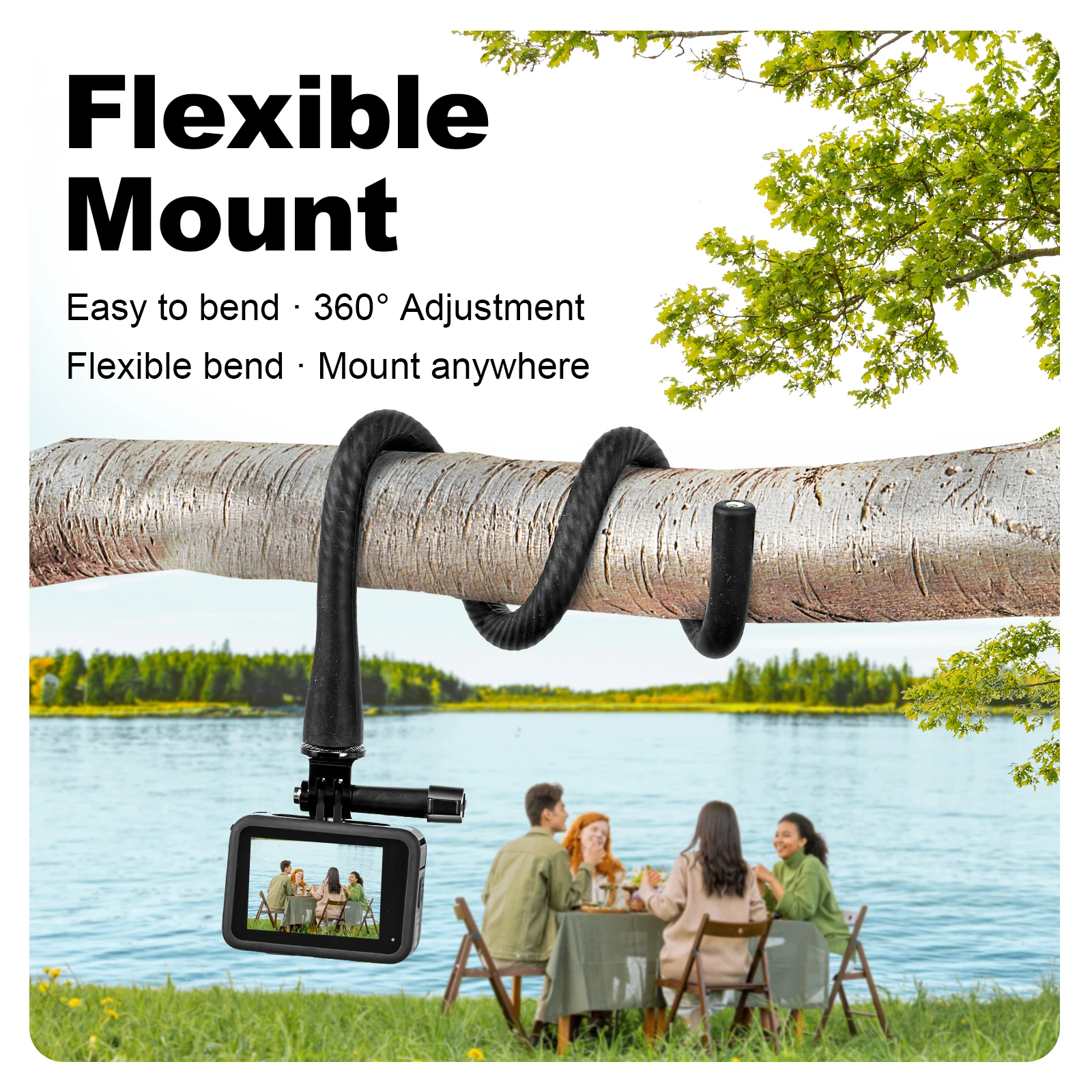 TELESIN Flexible Bracket Mount Action Camera Mount For Gopro Insta360 ...