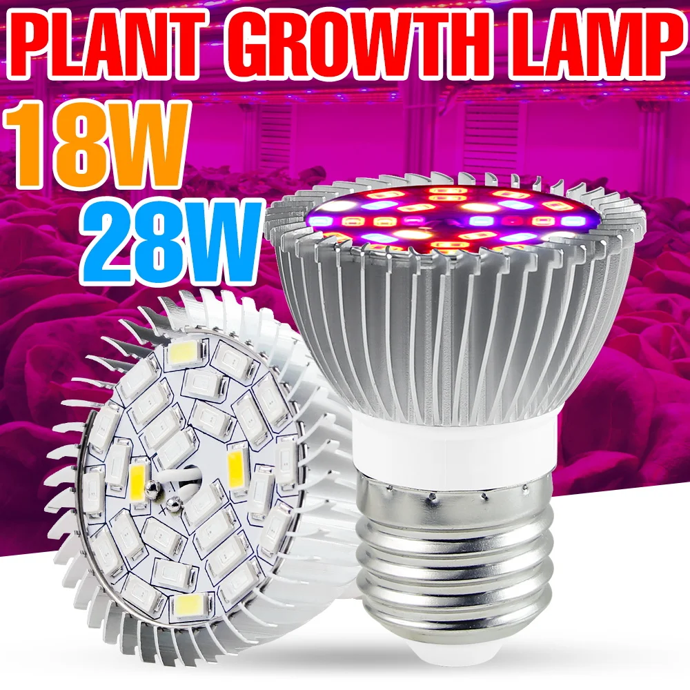 28W LED E27/E26 Grow Light Bulb AC220V Full Spectrum Cultivation Lamp ...