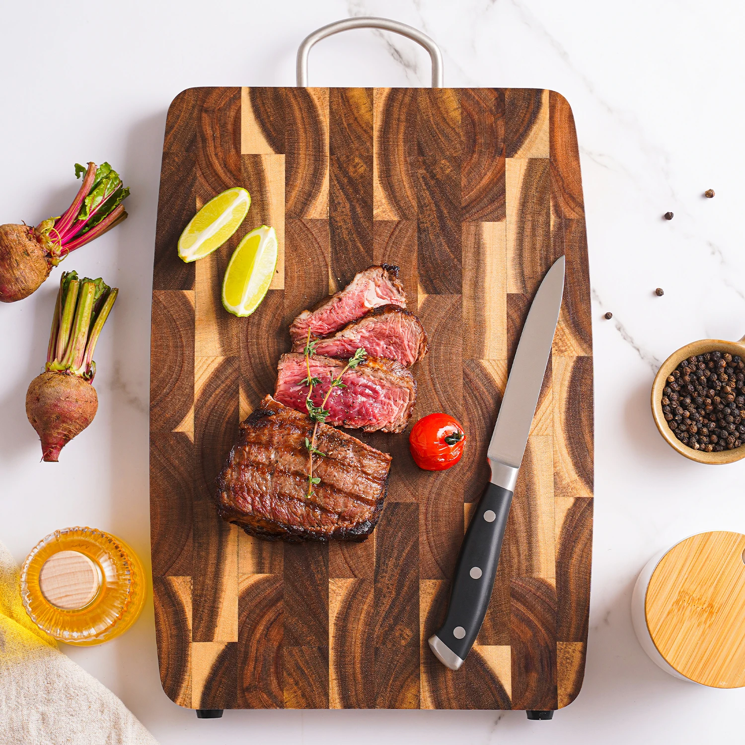 End Grain Butcher Block Premium Acacia Wood Cutting Board Chopping ...