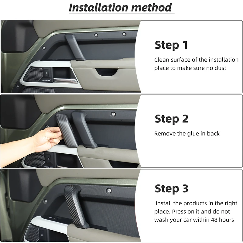 For Land Rover Defender 90 110 130 20-25 ABS Carbon Fiber Car Grain ...