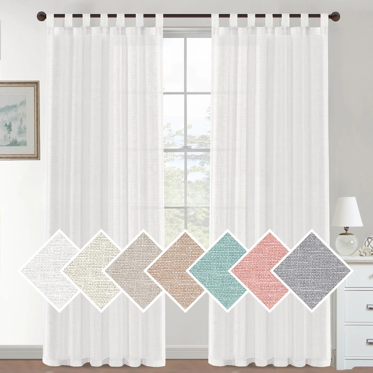 Fashion-Linen-Window-Screen-Hanging-Climbing-Curtain-Plain-Color-Semi ...