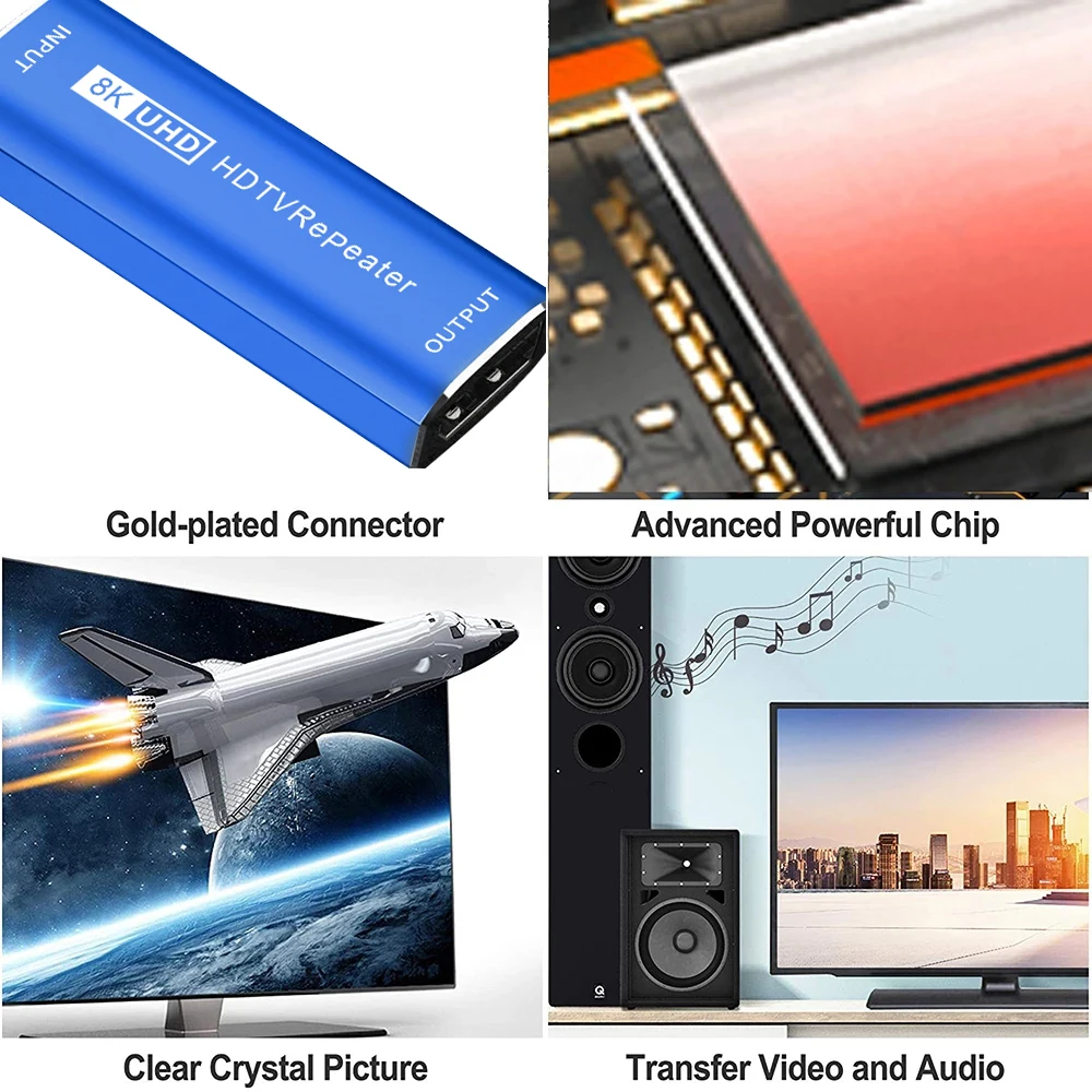 Усилитель сигнала ретранслятора 8K HDMI 30 м, переходник-Удлинитель ...