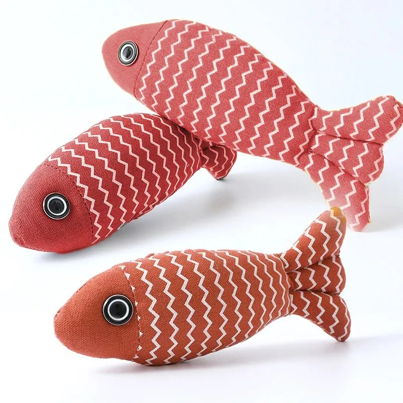 New-Red-Linen-Style-Small-Fish-Cat-Toy-Throwing-Pillow-Pet-Bite-Sound ...