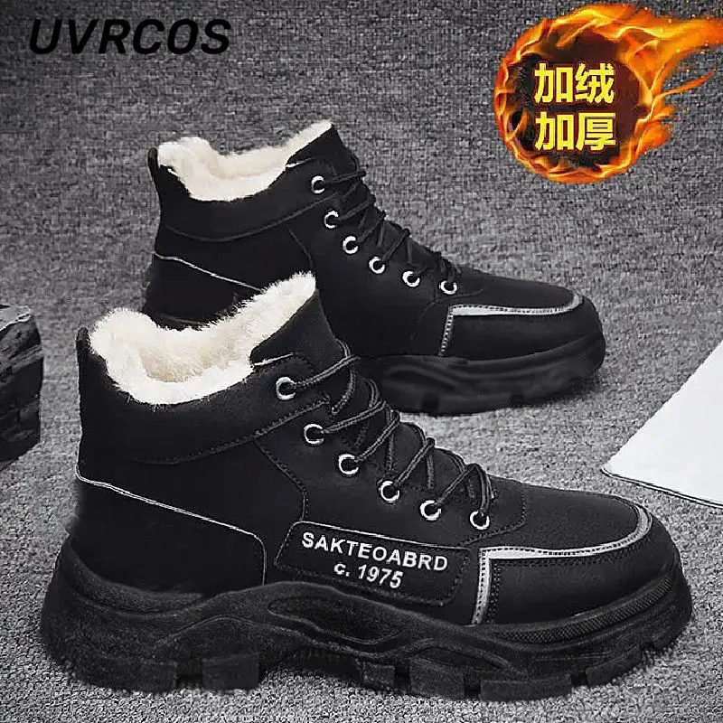 Outdoor Snow Boots Winter High-top Men Solid Color Waterproof Thickened ...