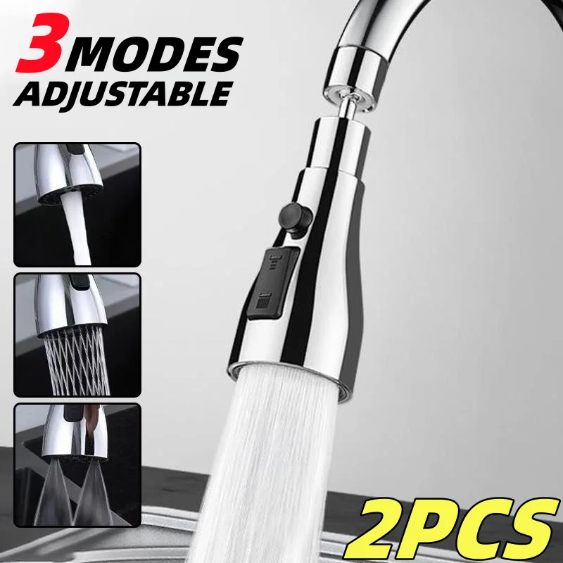 2PCS Three-Position Adjustment Kitchen Faucet Extender Strong Rotating ...