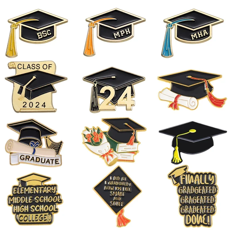Bachelor-Cap-Degree-Certificate-Enamel-Pins-Graduation-Season-Brooches ...