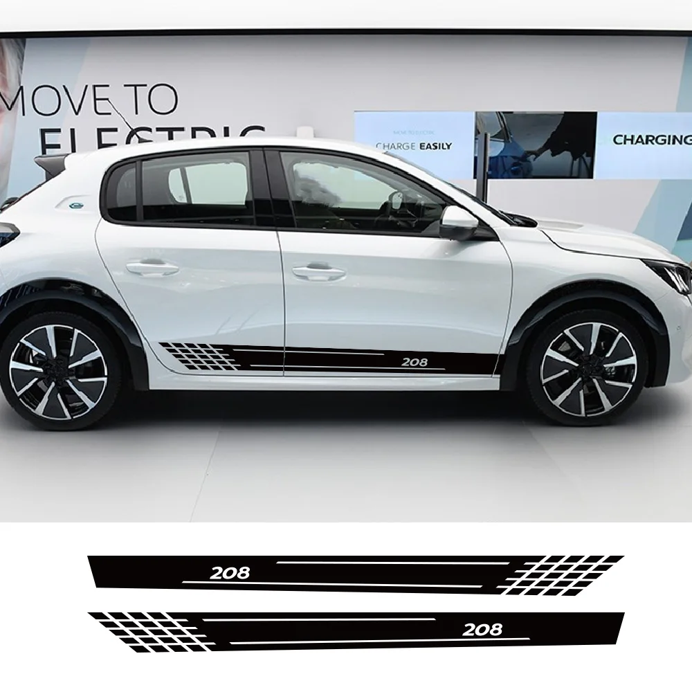2PCS-Car-Door-Side-Skirt-Stripes-Stickers-For-Peugeot-208-gt-Tuning ...