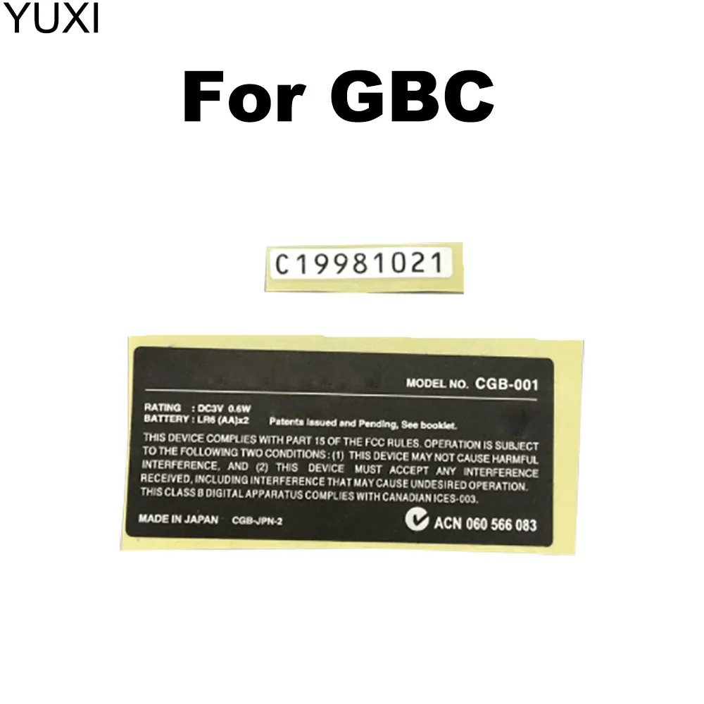 YUXI-1PCS-For-GBC-Game-Console-New-Lables-Back-Stickers-Replacement-for ...