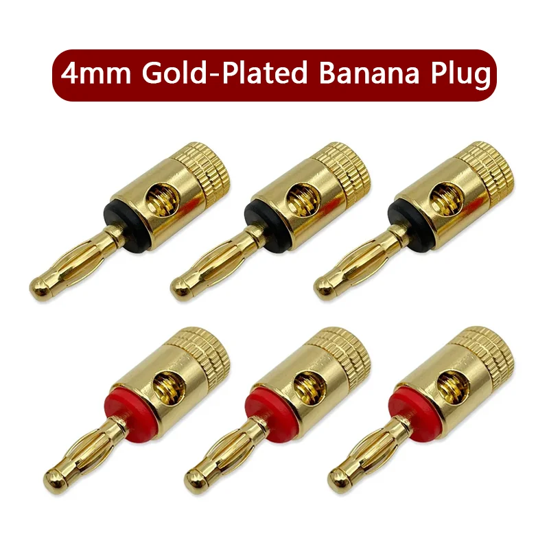 10PCS-Pure-Copper-Gold-Plated-4mm-Banana-Plug-Connector-For-Audio-Video ...