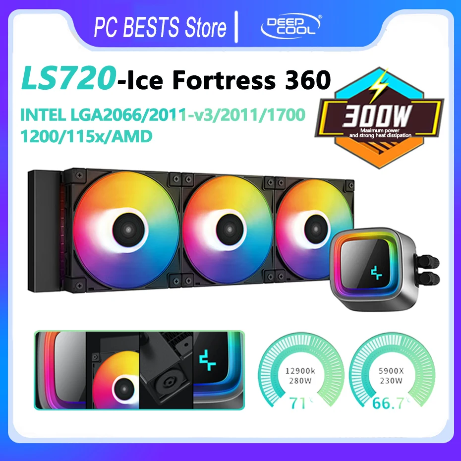 DeepCool-LS720-CPU-Liquid-Water-Cooling-300W-360mm-Integrado-CPU-Cooler ...
