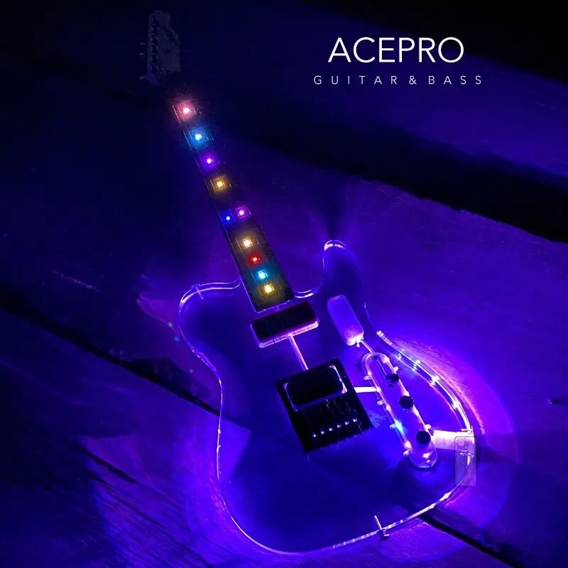 Acepro-LED-Lights-Acrylic-Electric-Guitar-Body-11-Way-Swtich-Multicolor ...