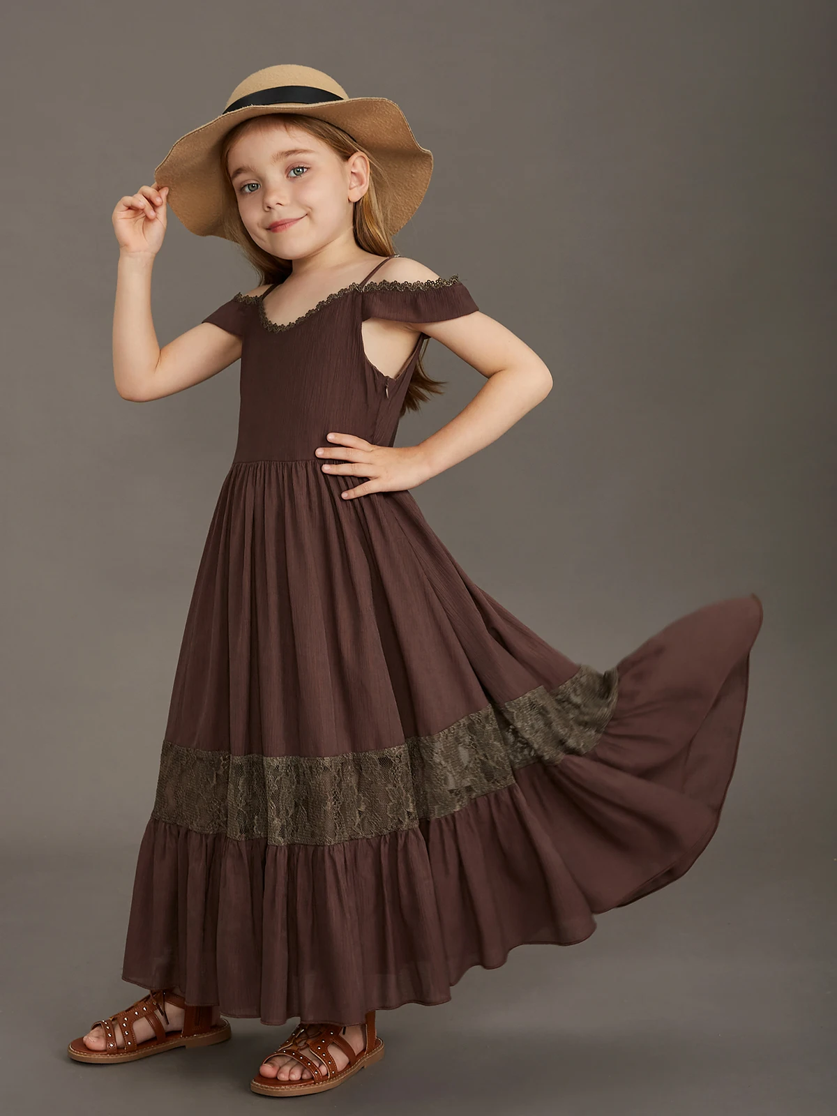 New Summer Strap Ruffle Girls Solid Color Slip Floor Long Dress Baby ...