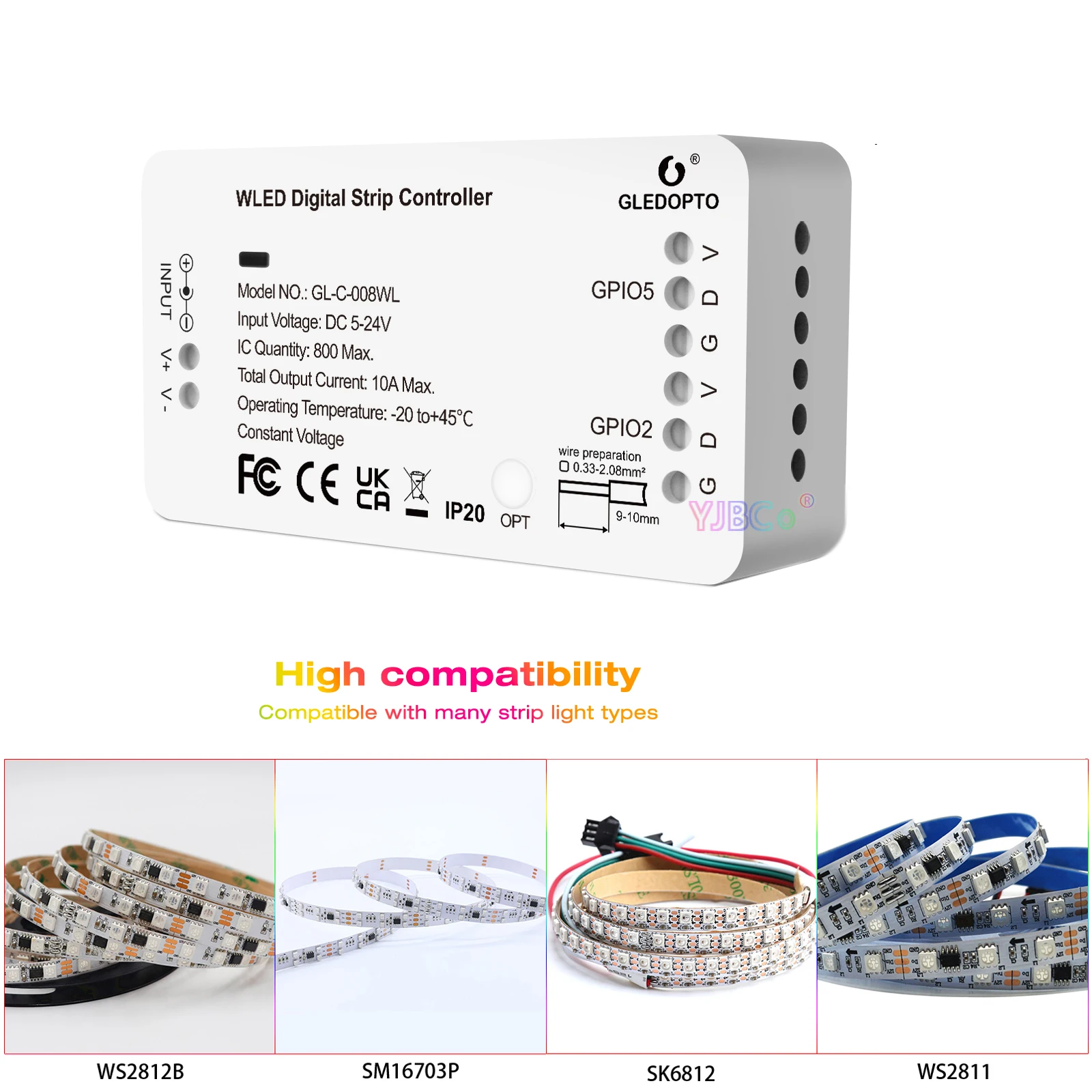 GLEDOPTO-5-24V-12V-WLED-WS2812B-WS2811-SK6812-TM1814-WS2813-WS2815-LED ...