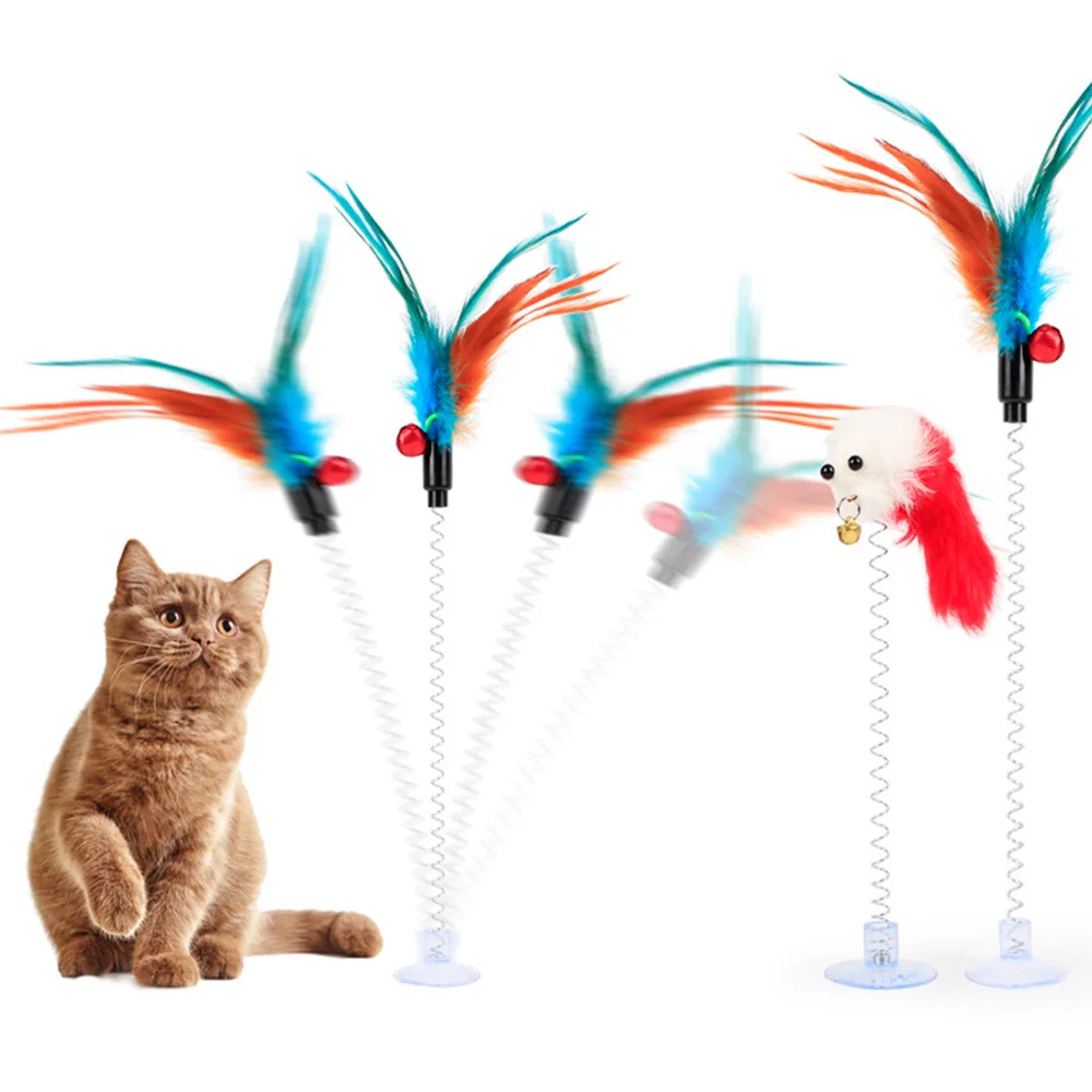 Funny-Kitten-Cat-Teaser-Interactive-Toy-Rod-With-Bell-And-Feather-Toys ...