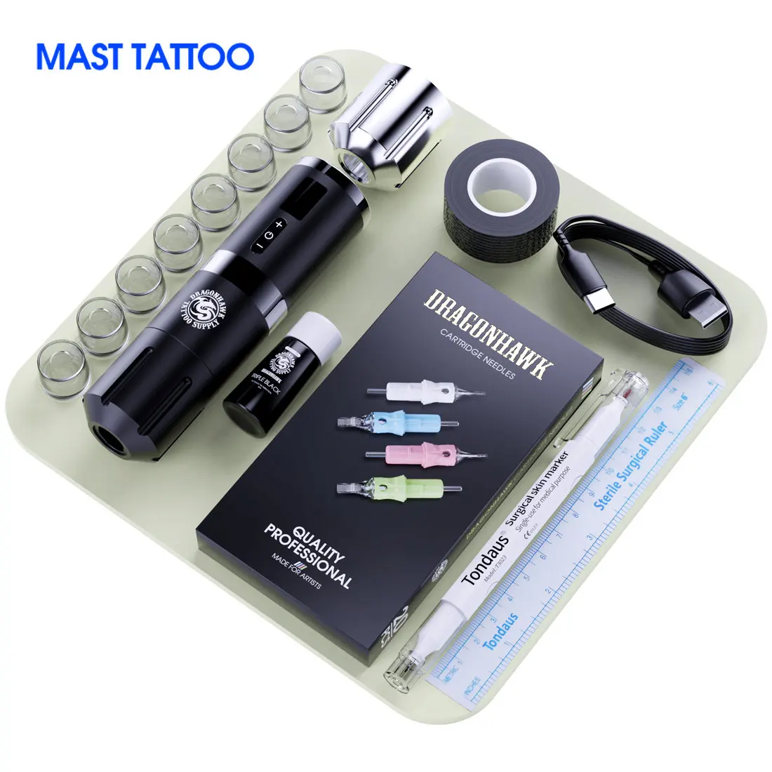 Professional Dragonhawk Rotary Wireless Machine Mast Tattoo Pen Battery ...
