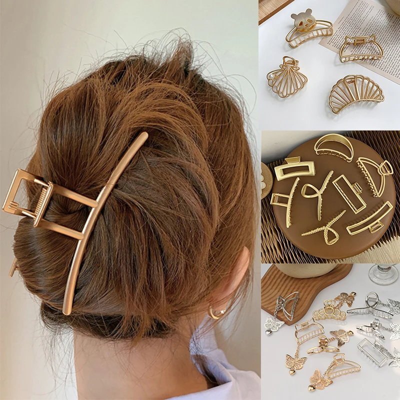 2022 New Summer Butterfly Geometric Large Metal Hair Claw Clips Women ...