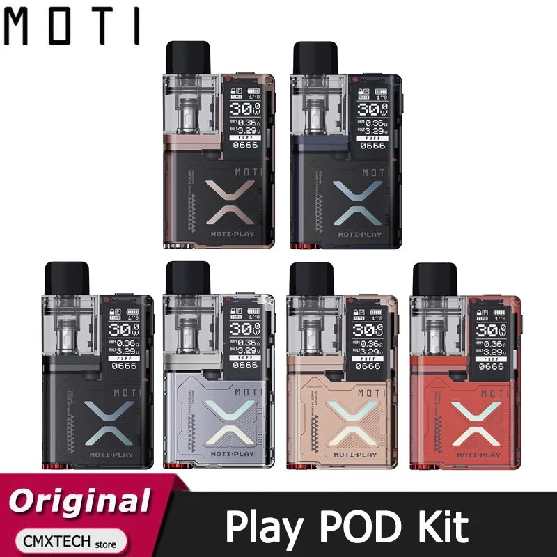 Original MOTI Play Pod Kit 900mAh Battery 30W Vape with 2ml Empty Pod Cartridge 20000/s Adaptive ...