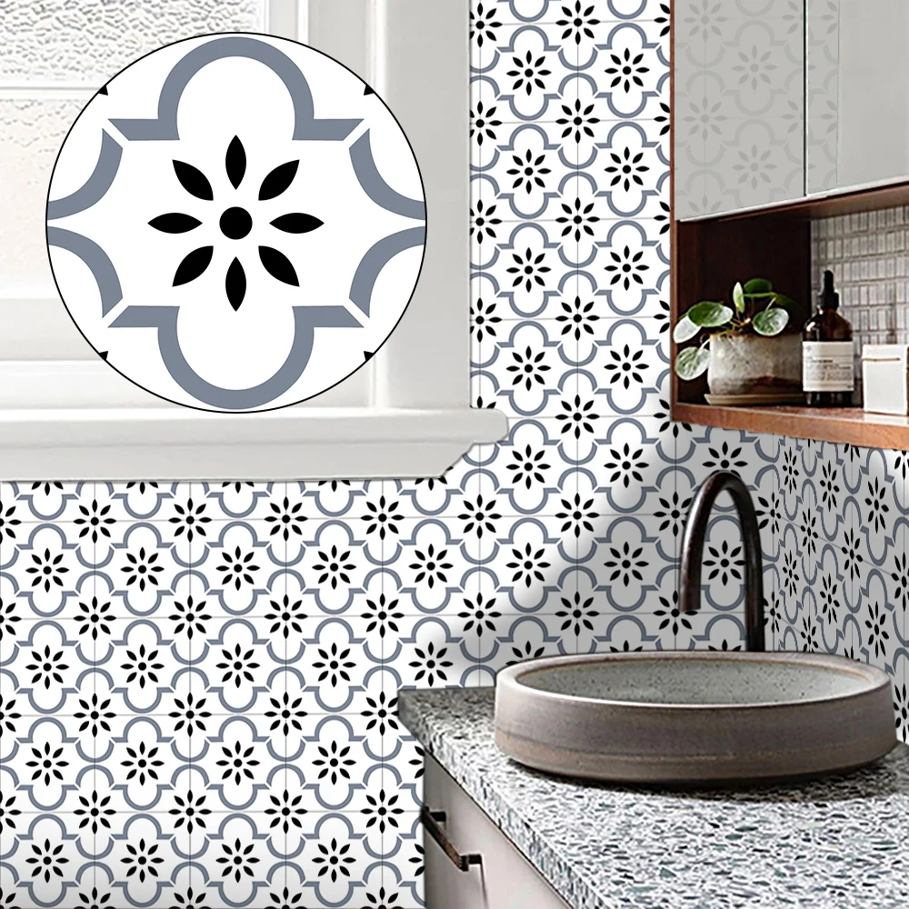 10pcs European Style Tiles Wall Sticker Kitchen Backsplash Wardrobe ...