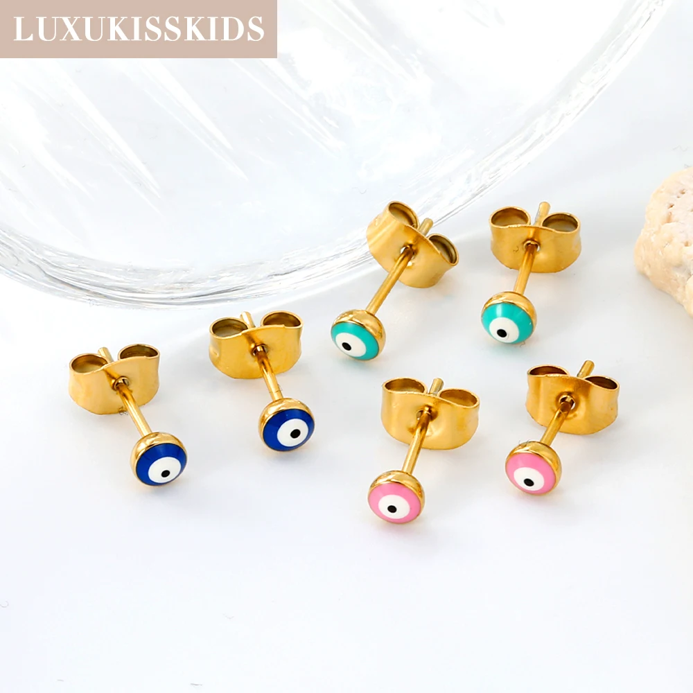 LUXUKISSKIDS 3pairs/Sale Round Ball Bead Eyes Earrings Small Charms ...