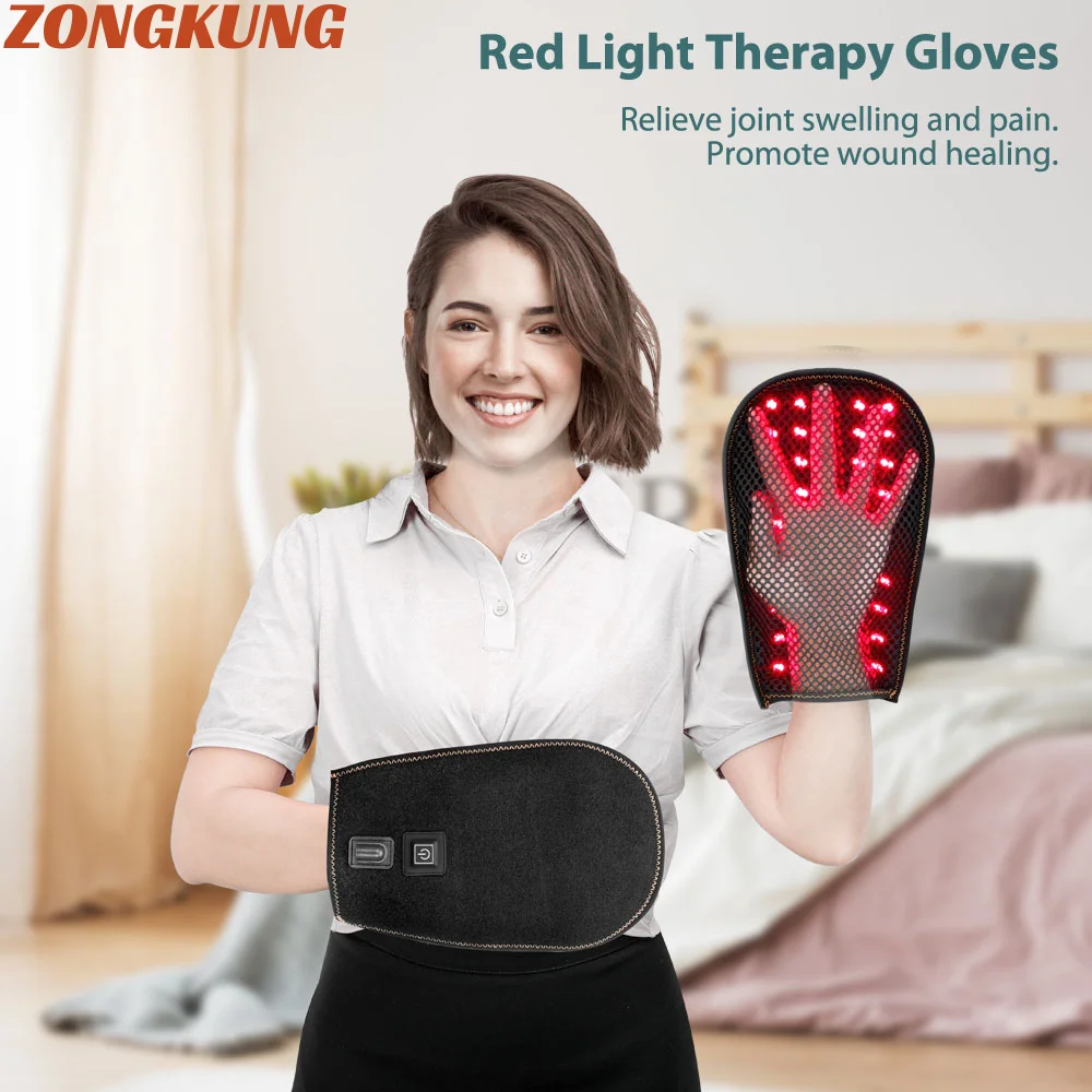 NEW 50LEDS Red Light Therapy Glove 660nm&850nm Infrared Light for Hand ...