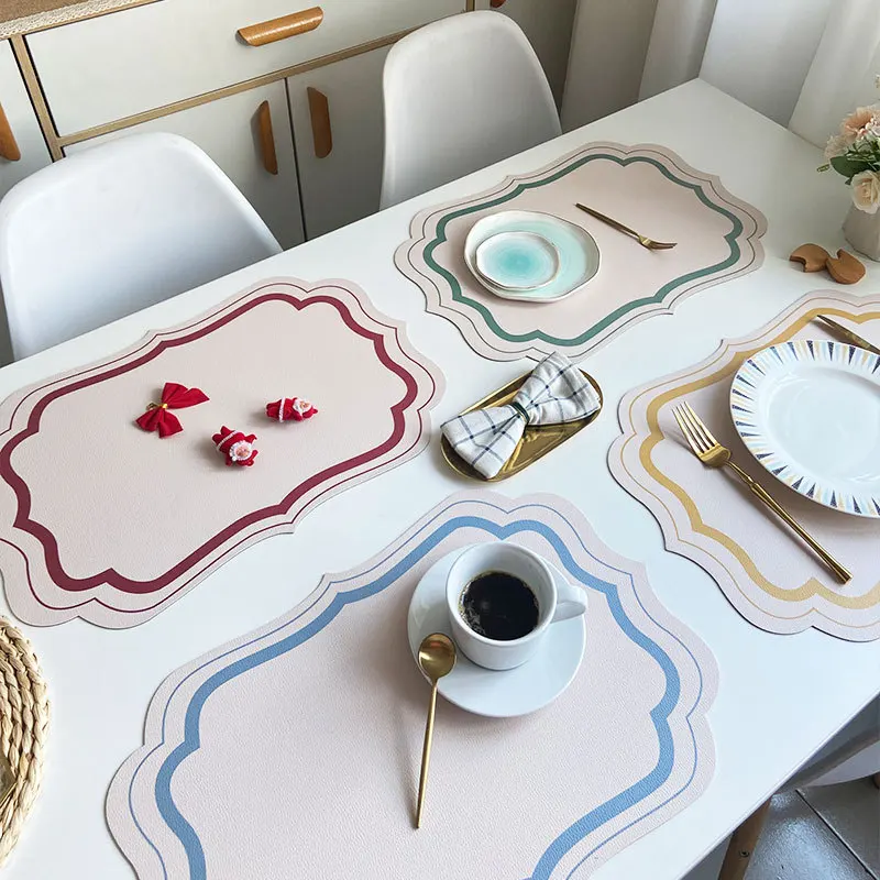 Placemat Table Mat Tableware Pad PU Leather Waterproof Heat Insulation ...