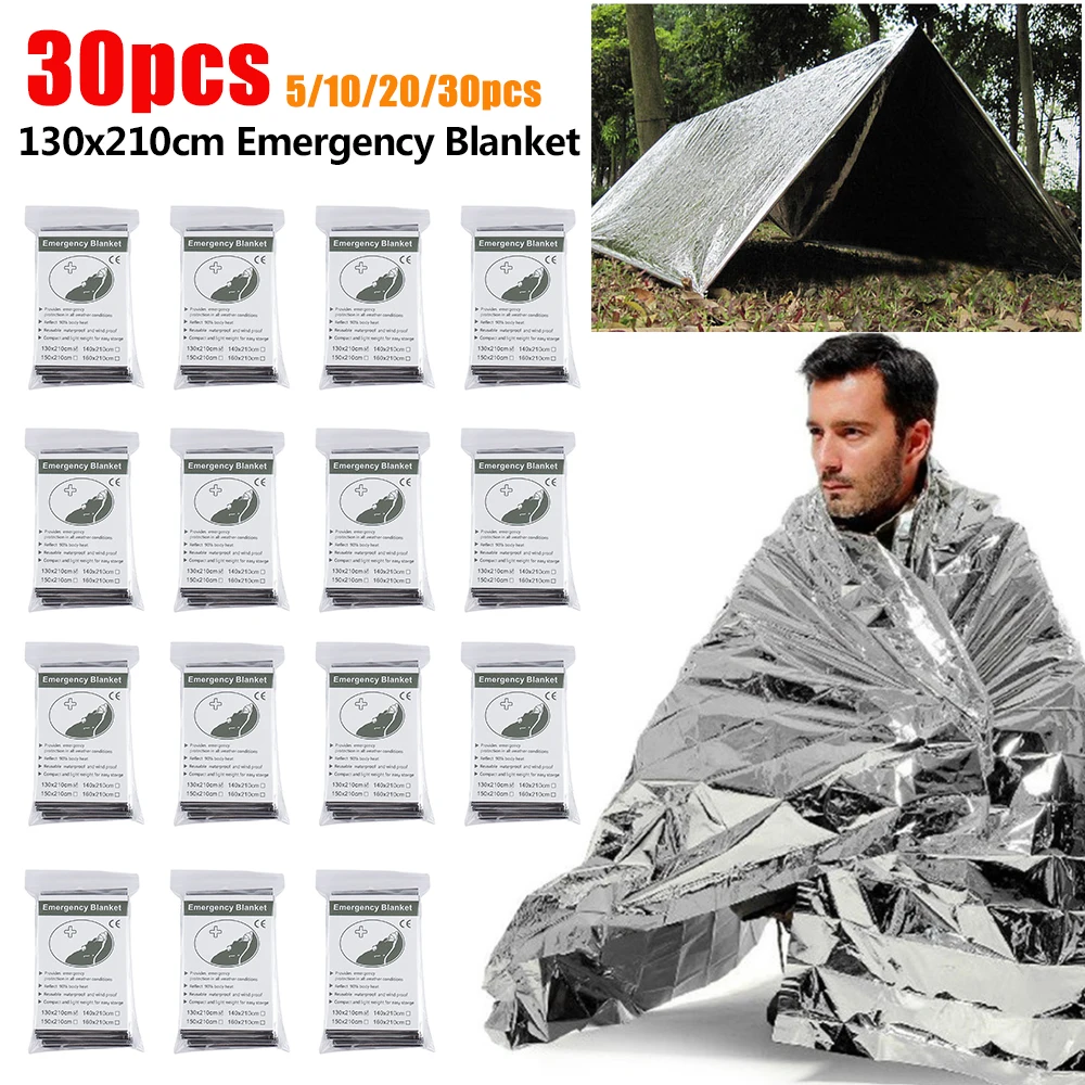 5-30PCS-130x210cm-Emergency-Blanket-Thermal-Mylar-Space-Blanket ...
