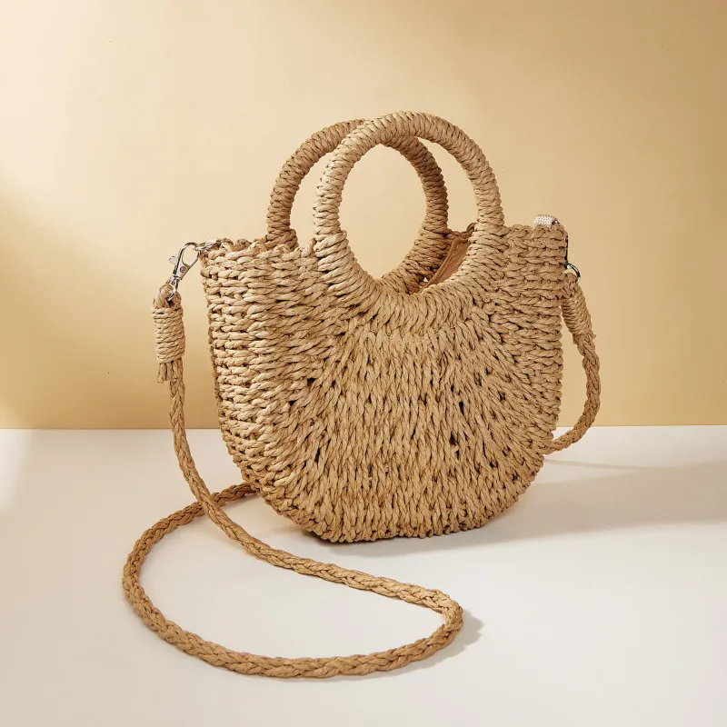 Handwoven-Straw-Rattan-Half-Moon-Beach-Handbag-Large-Capacity-Women ...
