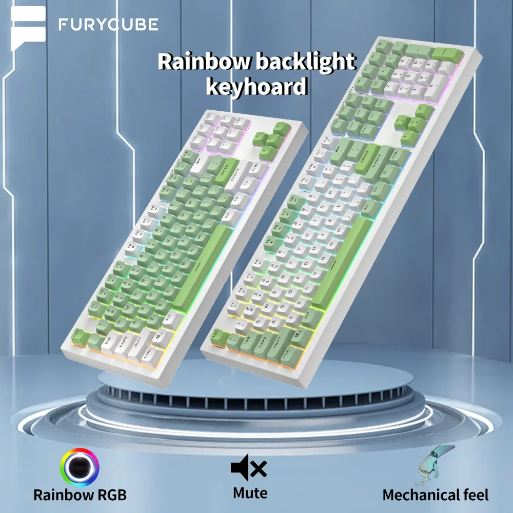 FURYCUBE-BM108-Ultra-Quiet-Membrane-Keyboard-with-Rainbow-Backlit-and ...