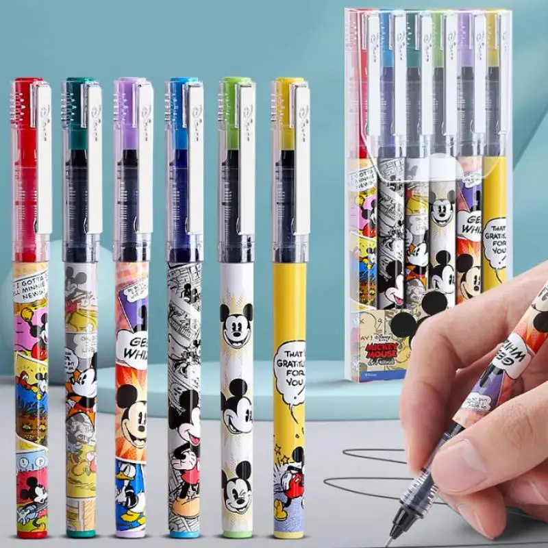 6Pcs/set Disney Mickey Mouse Ballpoint Signature Pen Cartoon Figure ...