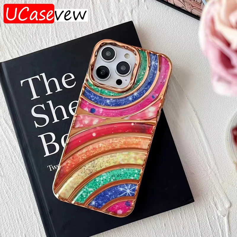 Luxury-Laser-Rainbow-3D-Water-Ripple-Phone-Case-for-iPhone-15-14-13-12 ...