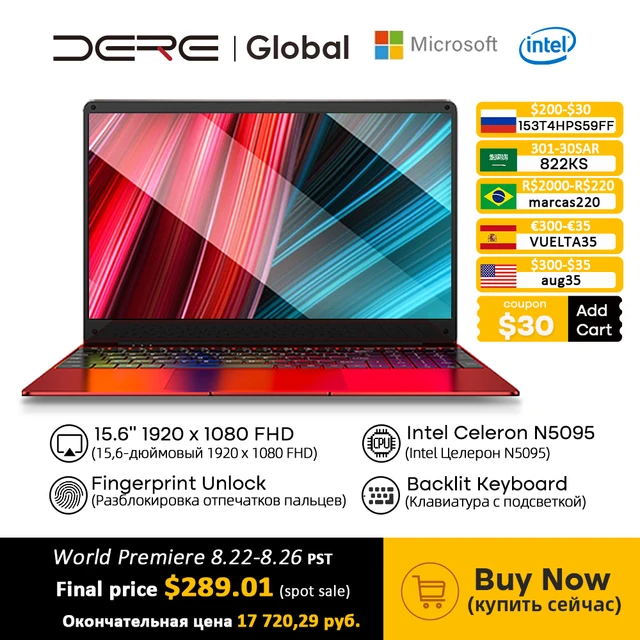 DERE R9 Pro Laptops 15.6 Inch Intel Celeron N5095 12GB RAM 512 SSD 1920 ...