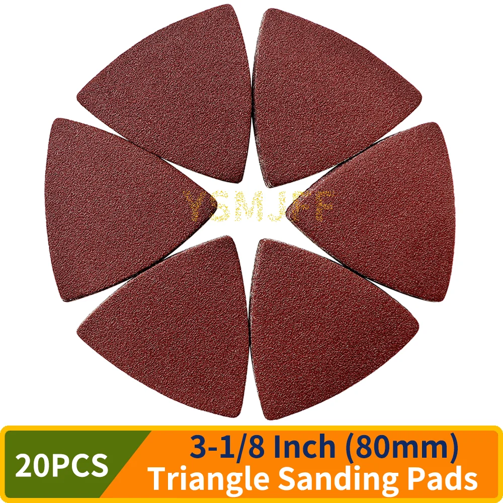 20PCS-80mm-Triangle-Sanding-Pads-Sandpaper-Hook-and-Loop-Sanding-Sheet ...