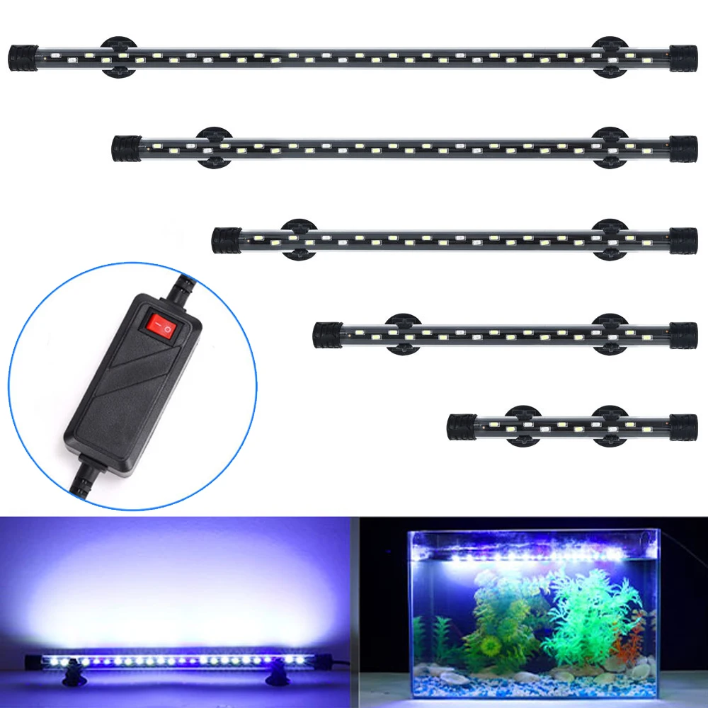 4-12W-Blue-White-Light-LED-Aquarium-Lights-IP68-Waterproof-Submersible ...