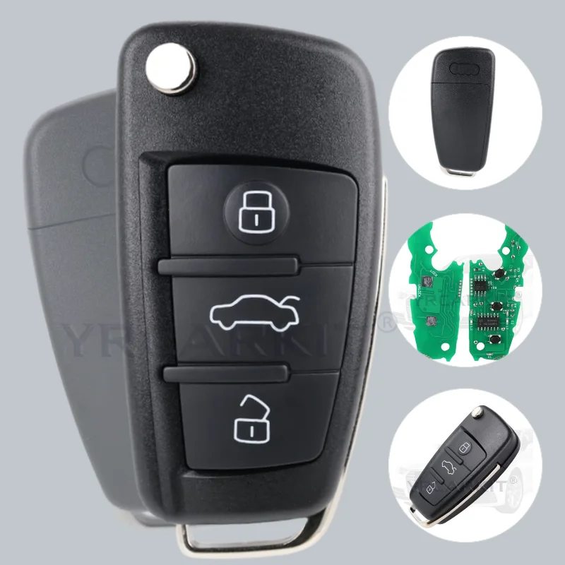 YRCARKIT For Audi A1 A3 TT S1 S3 Q3 TTS 2005+ Flip Key Fob Control ...