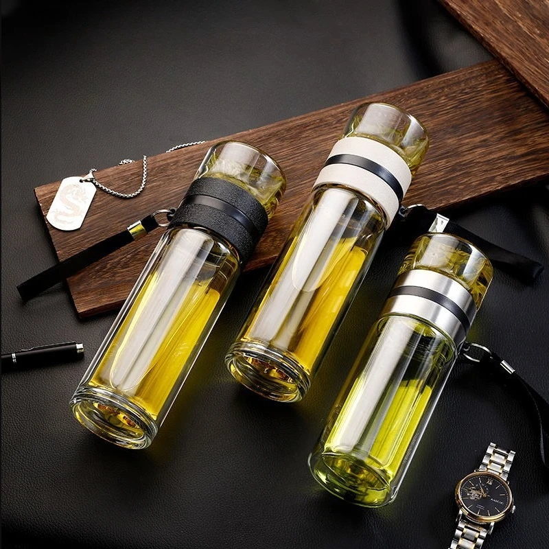 Tea Water Bottle High Borosilicate Glass Double Layer Tea Water Cup ...