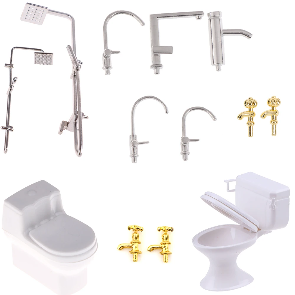 1-12-Dollhouse-Miniature-Bath-Shower-Modeling-Toilet-Bathtub-Faucet ...