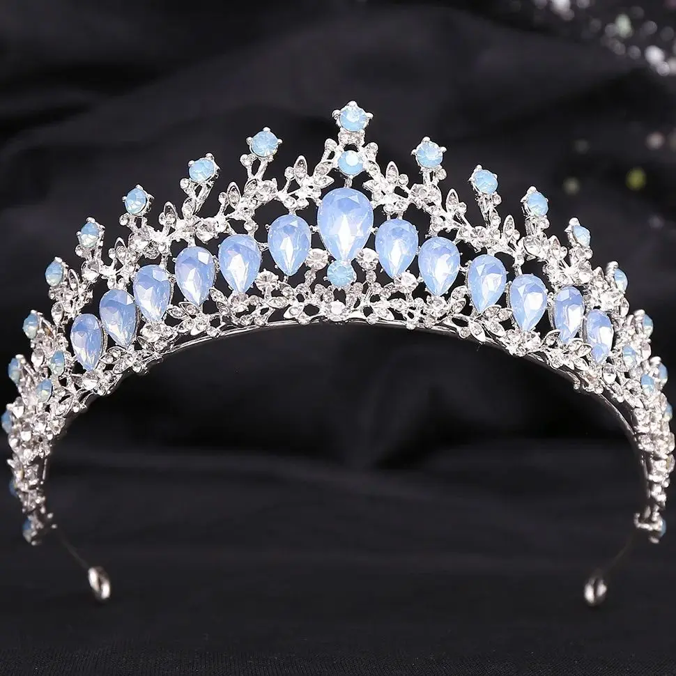 DIEZI-Elegant-Korean-Green-Blue-Pink-Opal-Tiara-Crown-Women-Wedding ...
