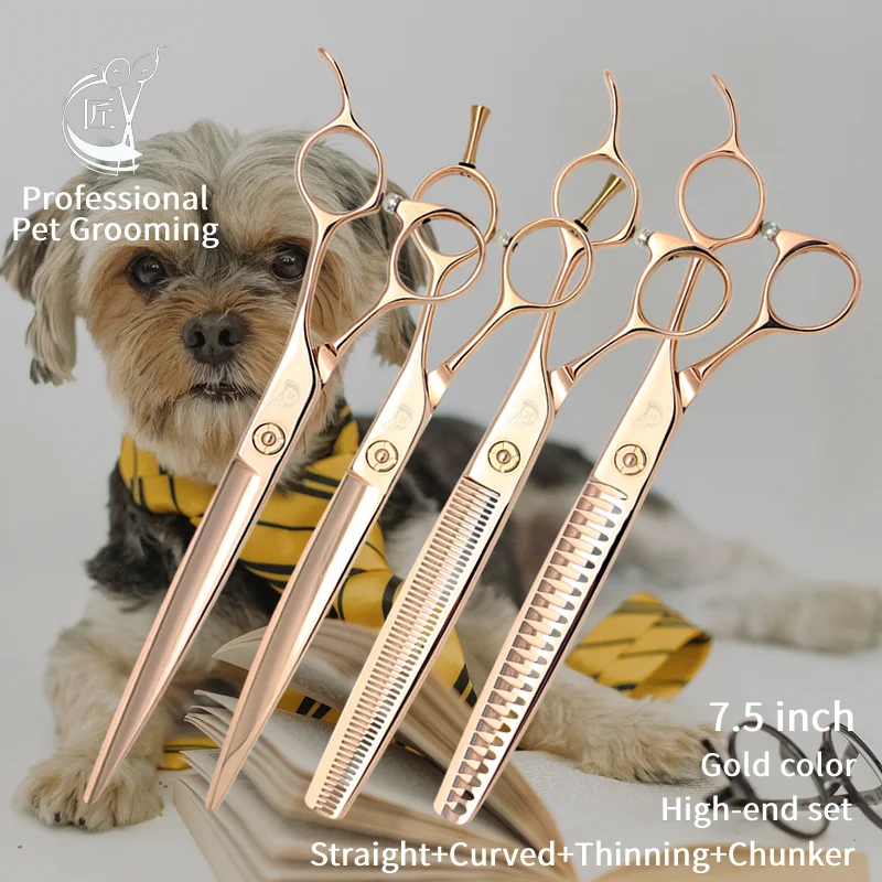 Crane-7-5-inch-High-end-Scissors-Set-For-Dog-Grooming-Pet-Straight ...