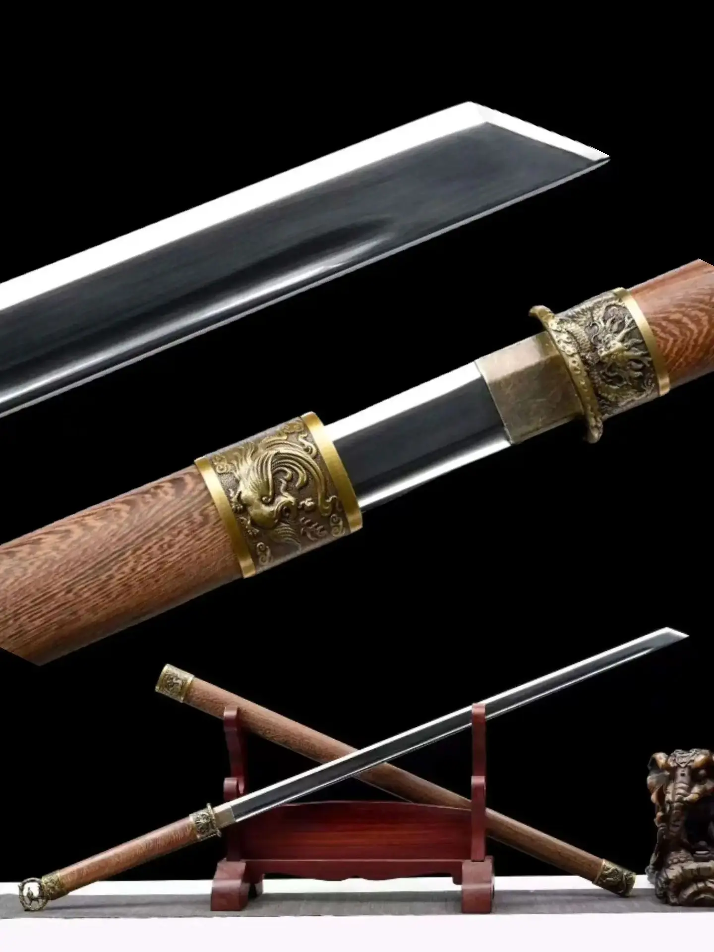Chinese-Kungfu-Wushu-Battle-Sword-Ring-Head-Real-Multi-Refined-High ...