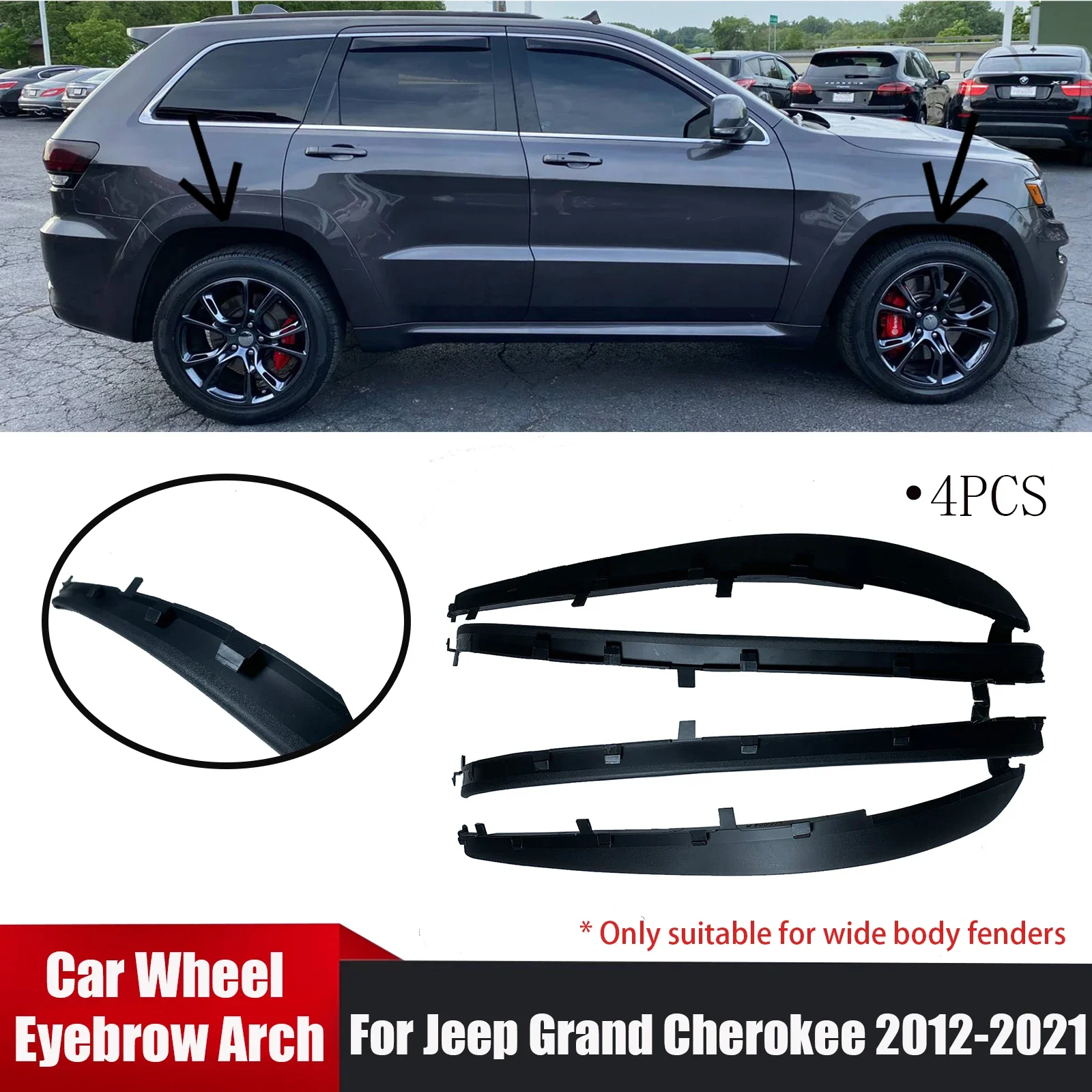 4 PCS Car Wheel Eyebrow Fender Mudguard Arch Trim Flare For Jeep Grand ...