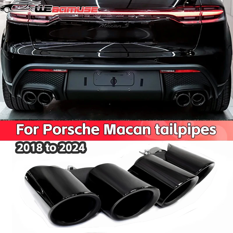 1-Pair-Lot-Car-Exhaust-Tip-For-Porsche-Macan-2-0t-2018-2024-Quad ...