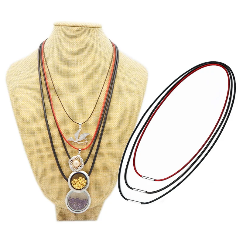 1-1-5-2-3mm-Black-Red-Brown-Rubber-Leather-Cord-Necklace-Stainless ...