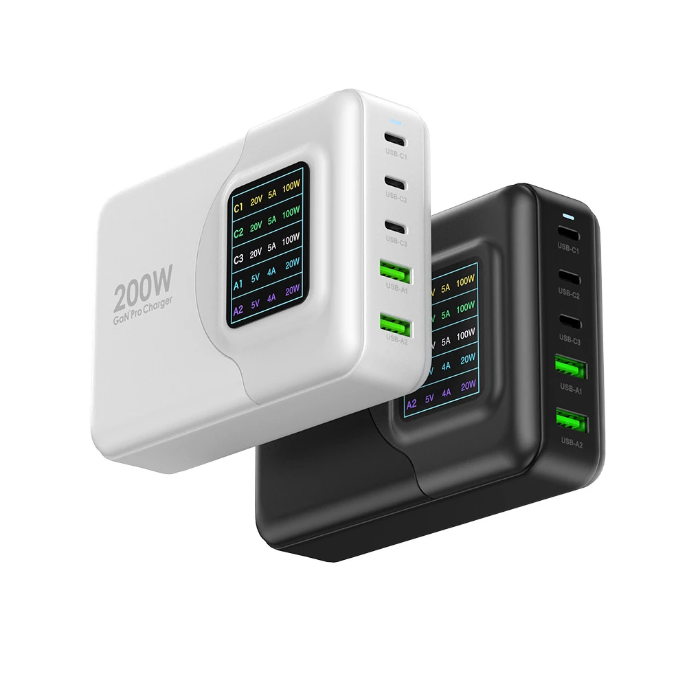 200w Gan Charger With Display Pd100w Usb C Desktop Laptop Fast Charger ...