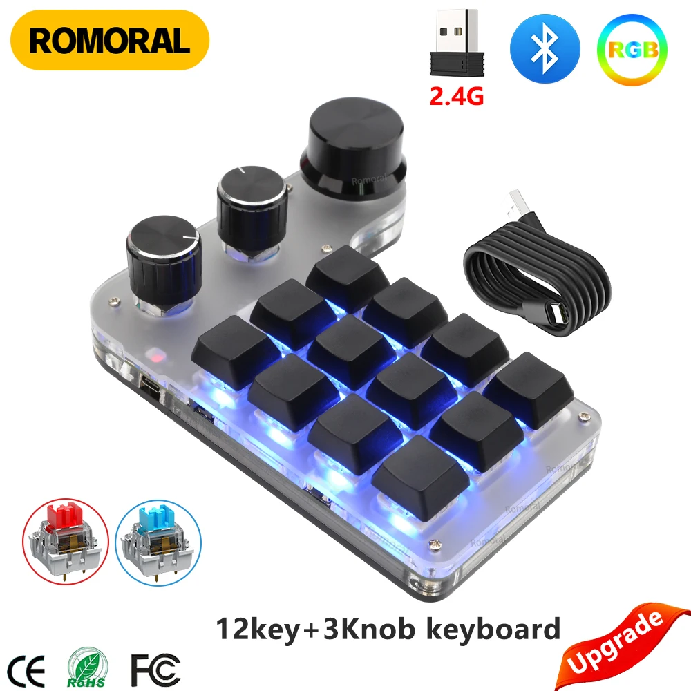 Programming Macro Keyboard 2.4g Receiver Usb Mini Program Game Photoshop Hotswap Backlit ...